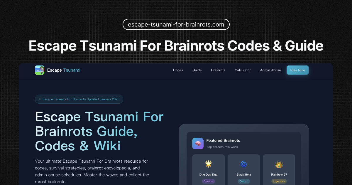Escape Tsunami For Brainrots - Codes, Guide & Wiki [2026]